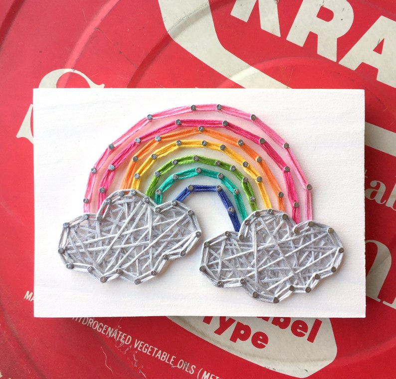 MADE TO ORDER String Art Rainbow with Clouds Single Line - Etsy