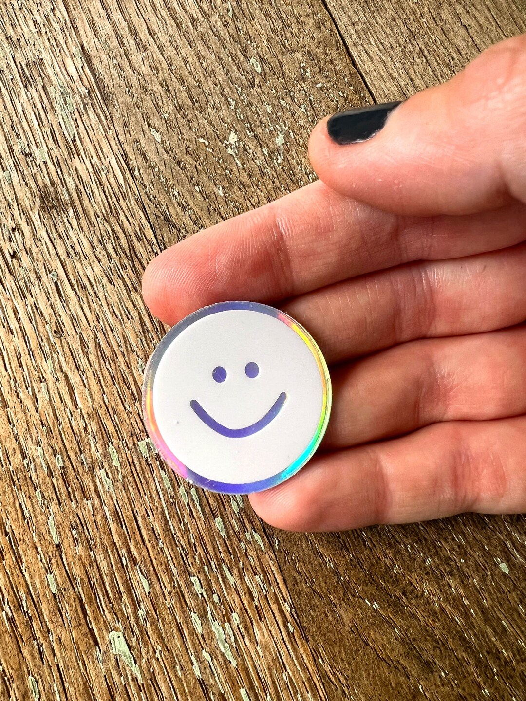 Itty Bitty Holographic Smiley Face Vinyl Sticker | Laptop and Water ...