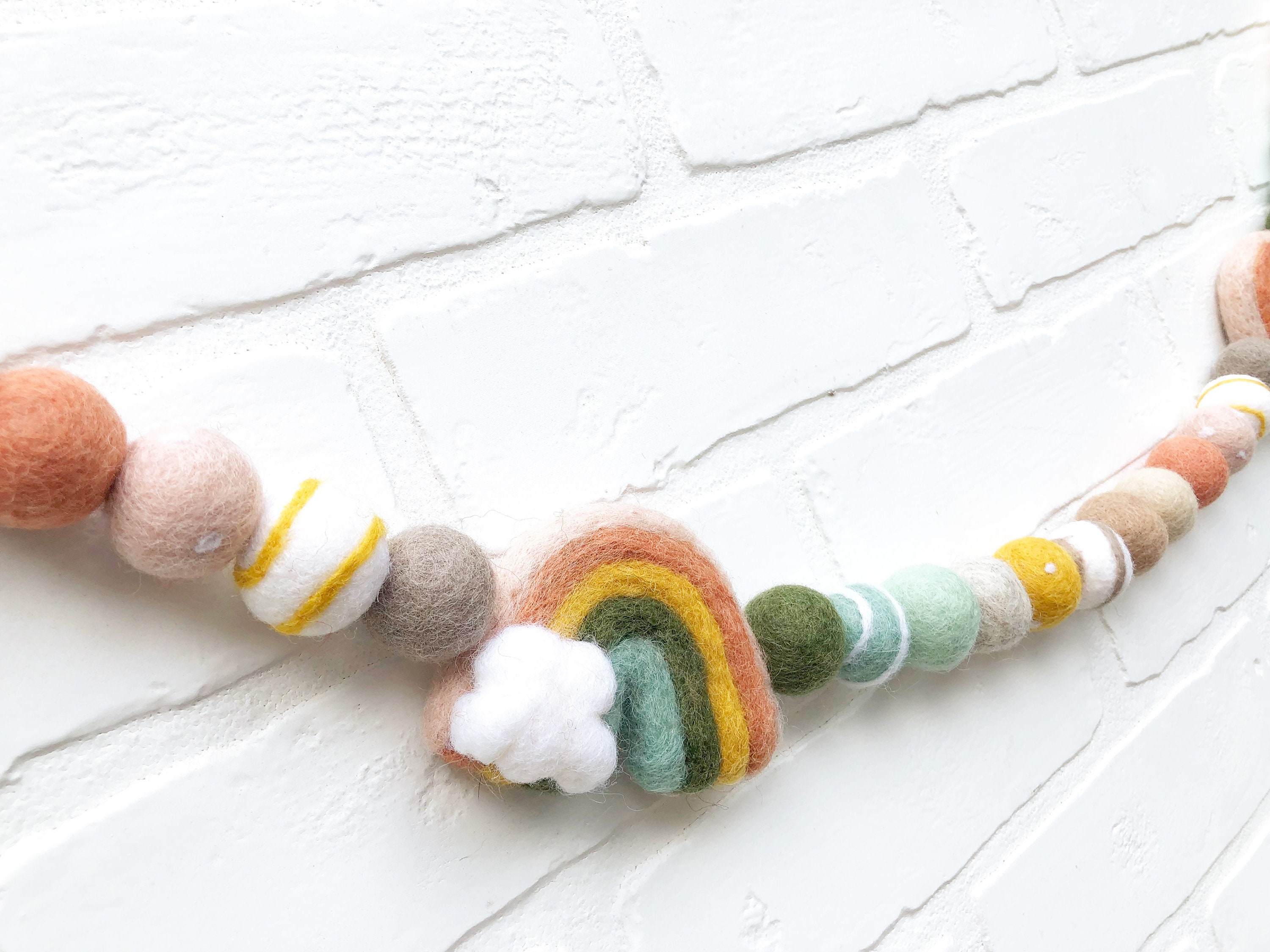 Kelly's Colors Felt Pom Bunting Muted Rainbow Felt Ball | Etsy