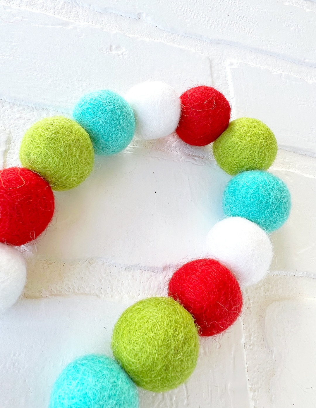 Jingle Bell Rock Felt Pom Bunting | Whimsical Red and Aqua Holiday Felt ...