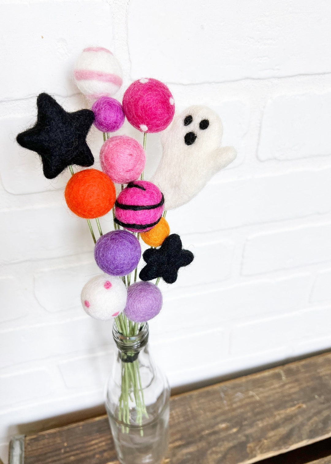 Pom Cluster Purple Potion Pom Flower Bouquet Pink Purple and Black ...