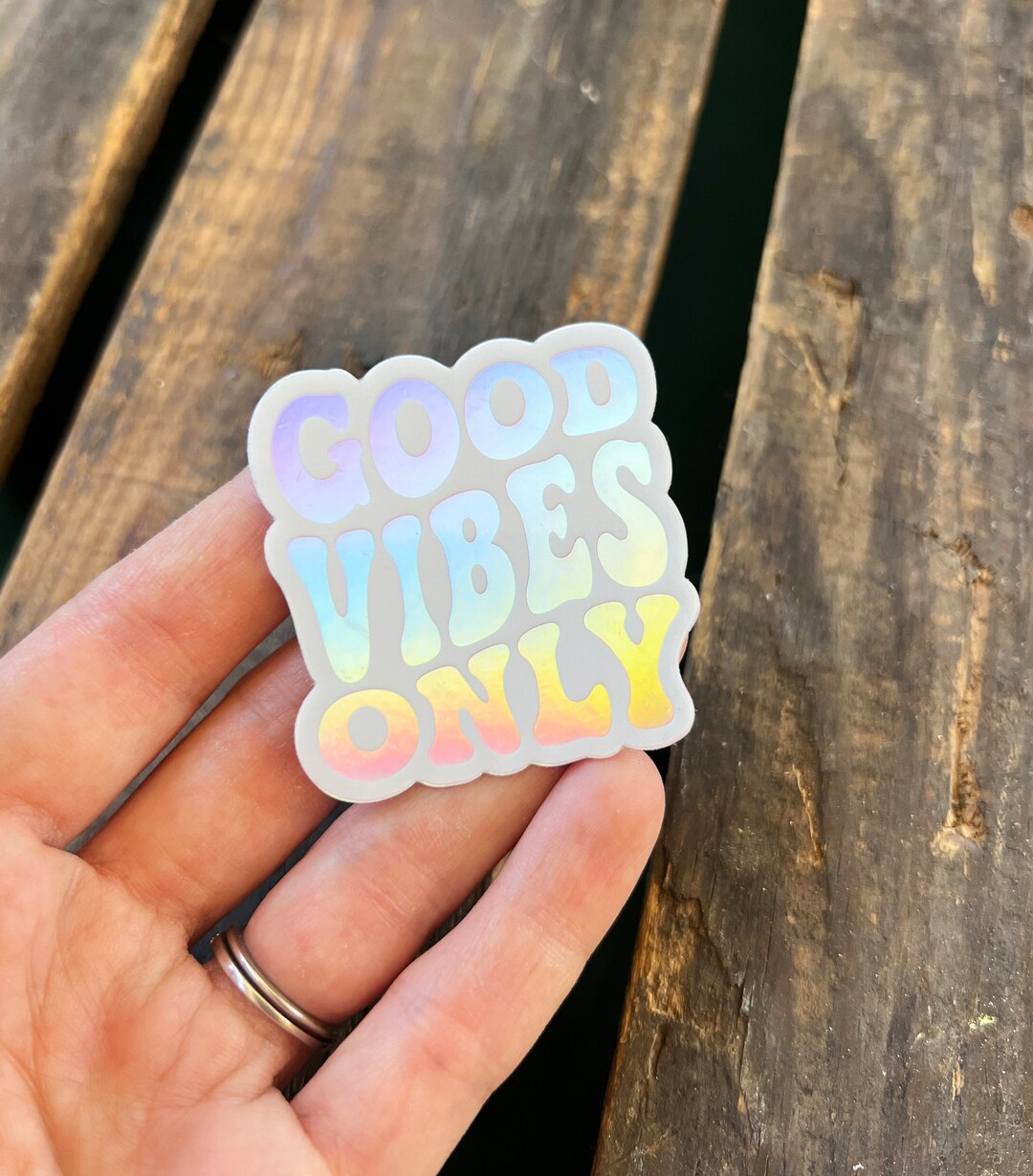 Good Vibes Only Vinyl Sticker | Holographic Laptop and Water Bottle ...