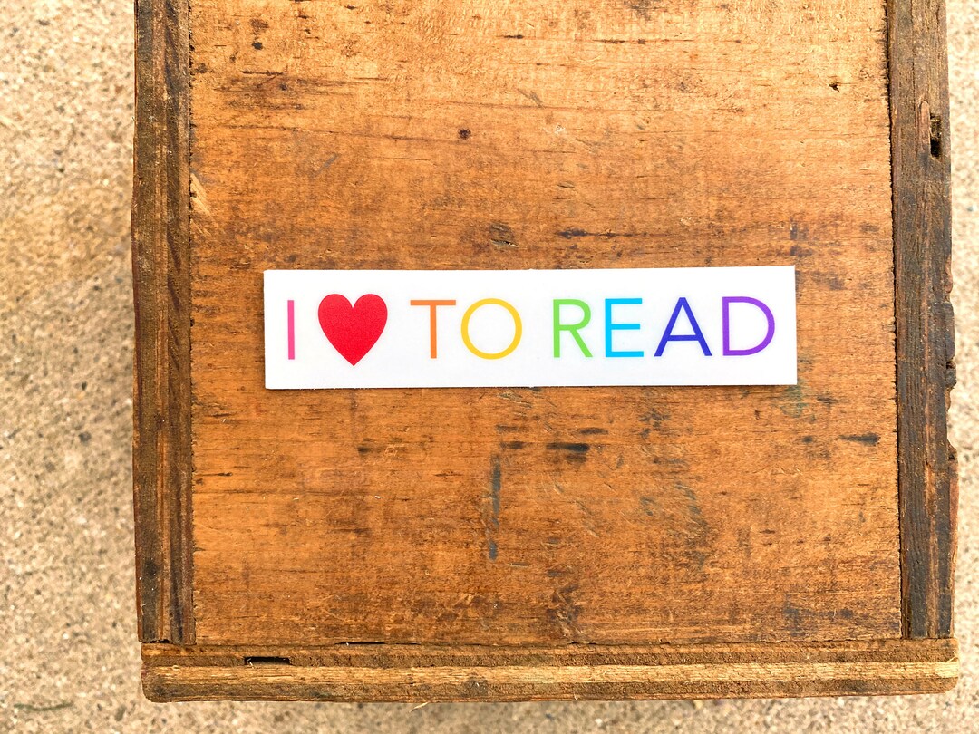 I [heart] to Read Vinyl Sticker | Rainbow Colors, Laptop and Water ...