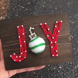 READY TO SHIP String Art Mini Joy Sign With Felt Pom Ornament | Dark ...