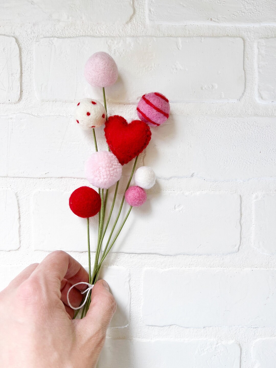 Pom Cluster XOXO Pom Flower Bouquet Red and Pink Valentines Day Tiered ...