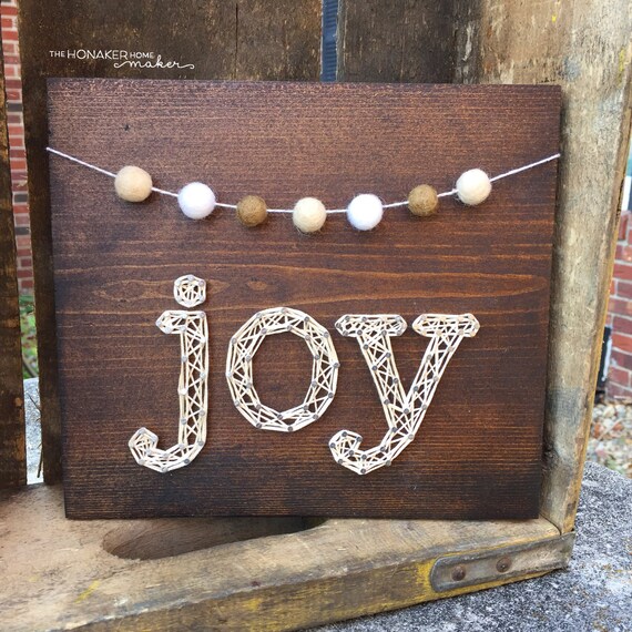 MADE TO ORDER String Art Joy Sign with Neutral Colored Pom | Etsy