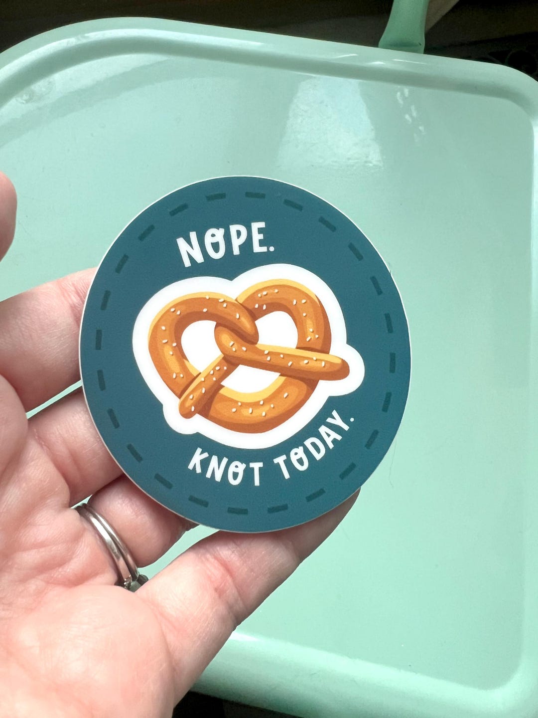 Nope Knot Today Vinyl Sticker | Punny Pretzel Laptop and Water Bottle ...