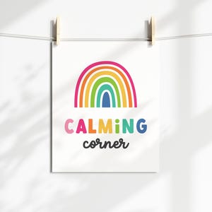 Calming Corner Art Print Bright Rainbow Classroom Wall Art the Honaker ...