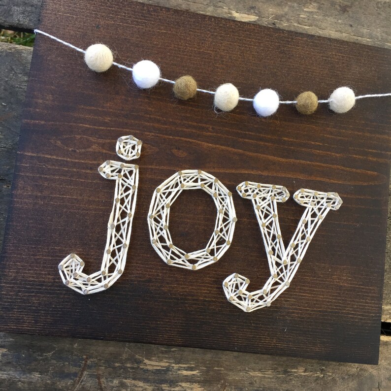 MADE TO ORDER String Art Joy Sign with Neutral Colored Pom | Etsy