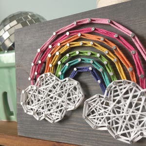 MADE TO ORDER String Art Rainbow with Clouds Single Line - Etsy