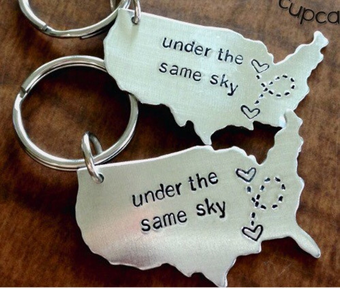 CUSTOM Long Distance Relationship KEYCHAIN - USA With Personalized ...