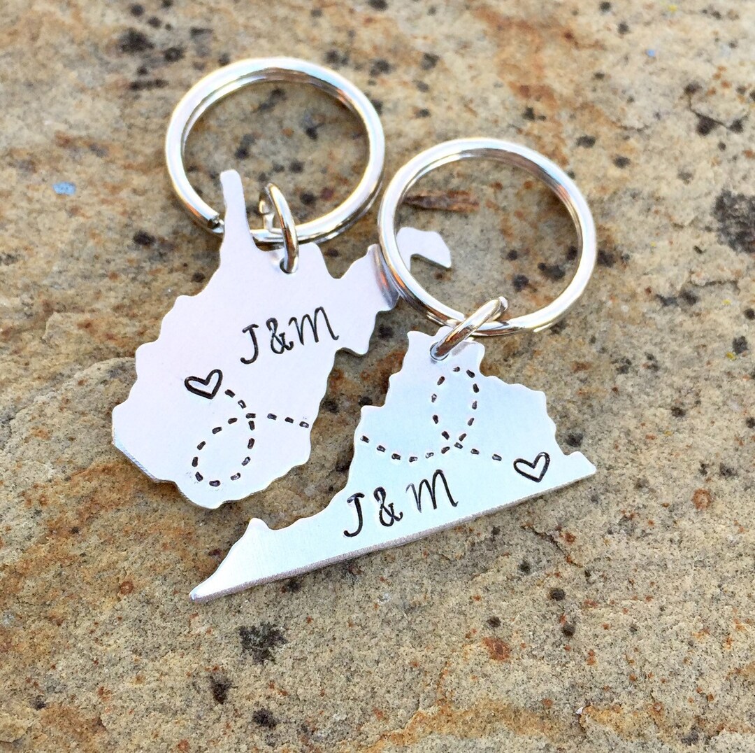 Long Distance Relationship State Keychains Custom, Choose Your City ...