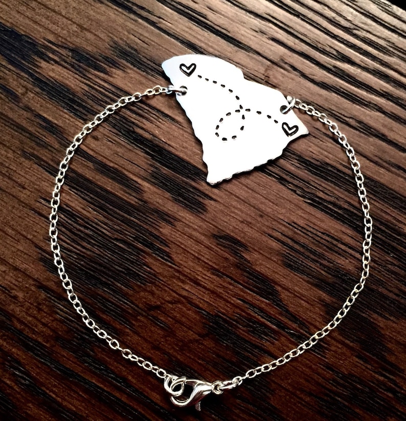 Long Distance Relationship State Bracelet Customize Your - Etsy