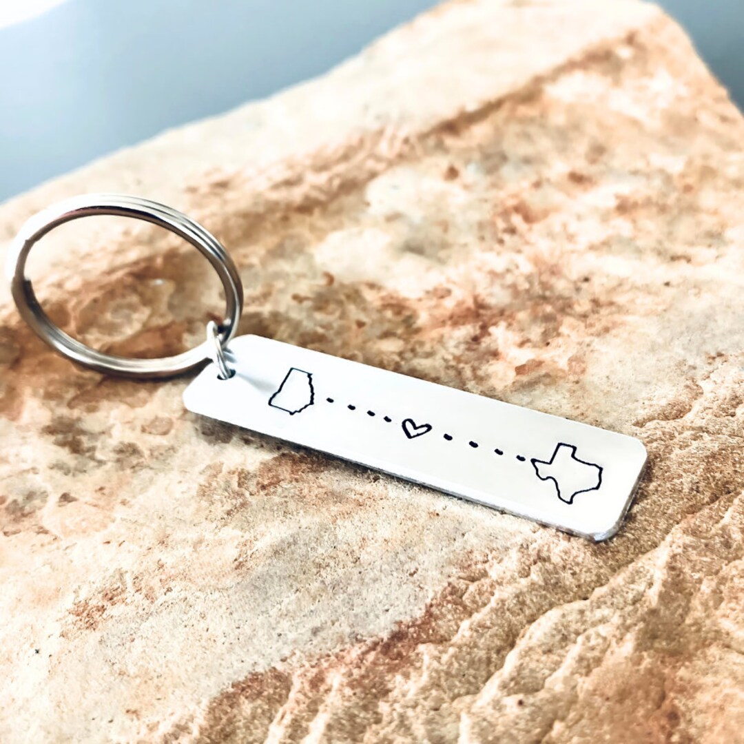 BEST FRIEND KEYCHAIN Long Distance Friend Keychain Two State Keychain ...
