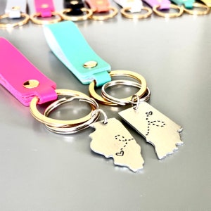 BEST FRIEND KEYCHAINS Customized Long Distance State Keychains Hand ...