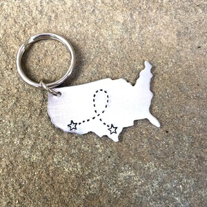 CUSTOM USA Key Chain / Long Distance Love Handstamped America Keychain ...