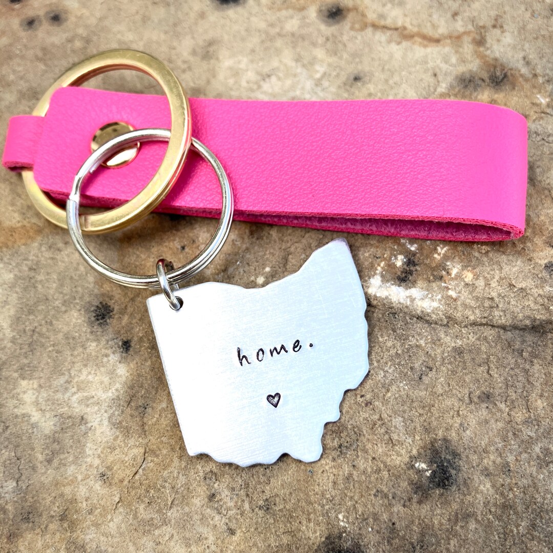 Long Distance Keychain Any State Personalized Keychain With PU Leather ...