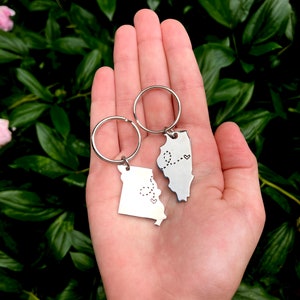Best Friends State Keychains Set Custom Hearts Locations, BFF Gift ...