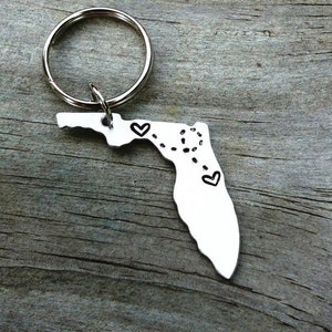 CUSTOM USA Key Chain / Long Distance Love Handstamped America Keychain ...
