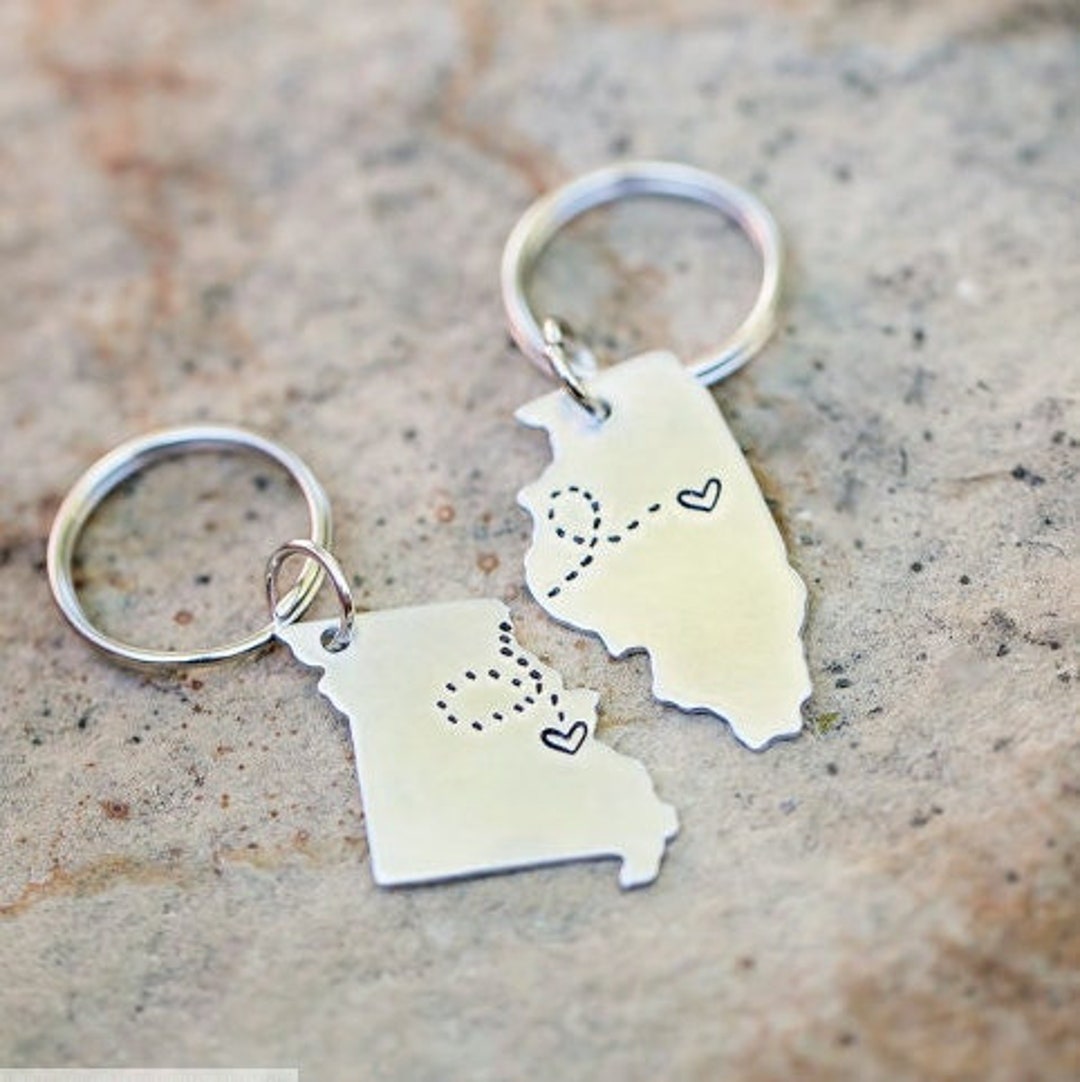 BEST FRIEND KEYCHAIN, Long Distance State Keychains, Best Friend Gift ...