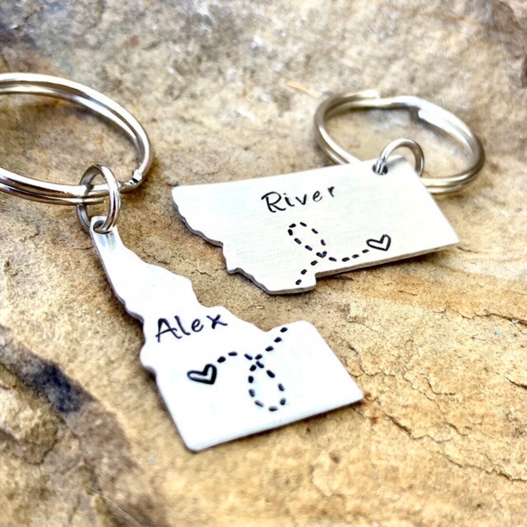 BEST FRIEND KEYCHAIN, Long Distance State Keychains, Best Friend Gift ...