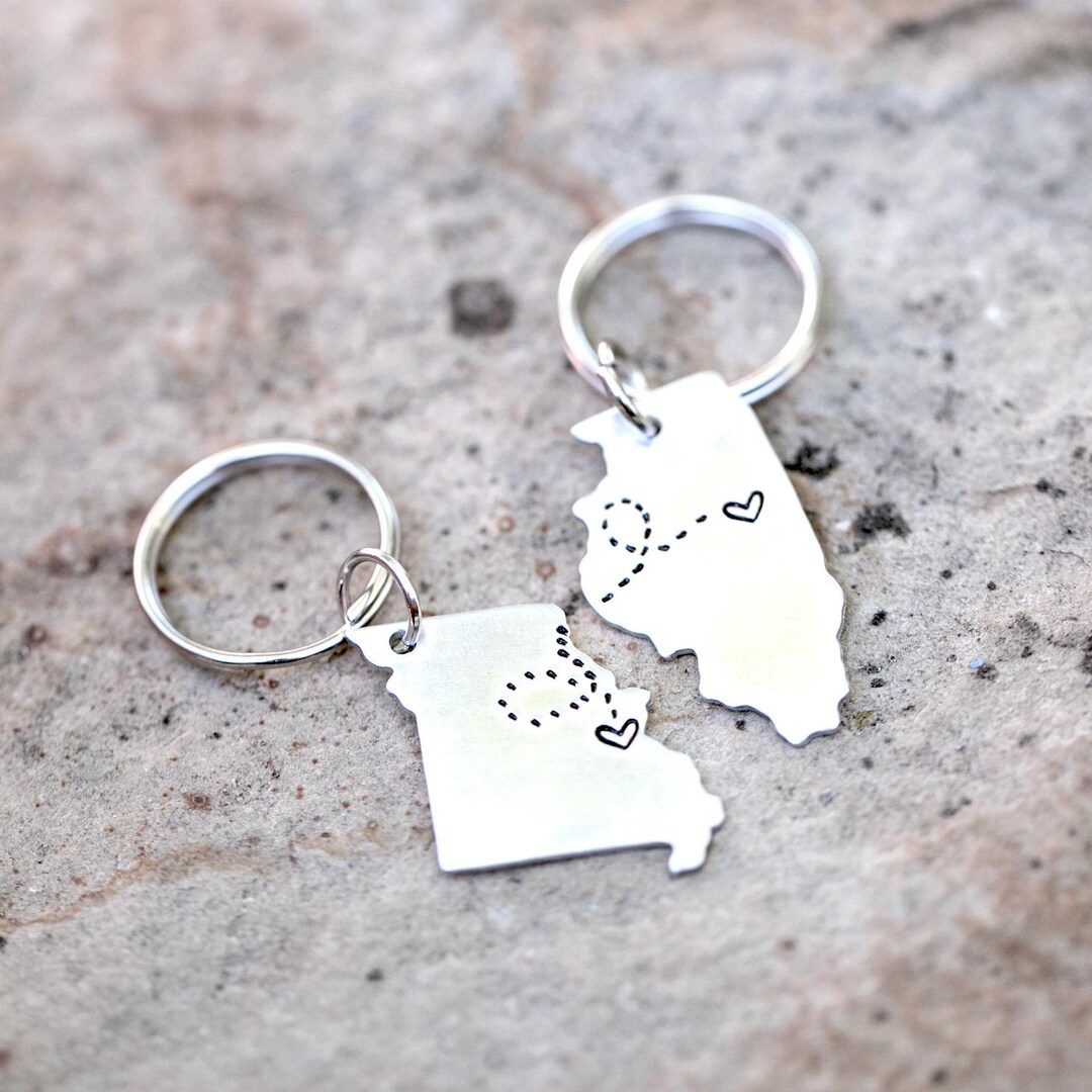 BEST FRIEND KEYCHAIN, Long Distance State Keychains, Best Friend Gift ...