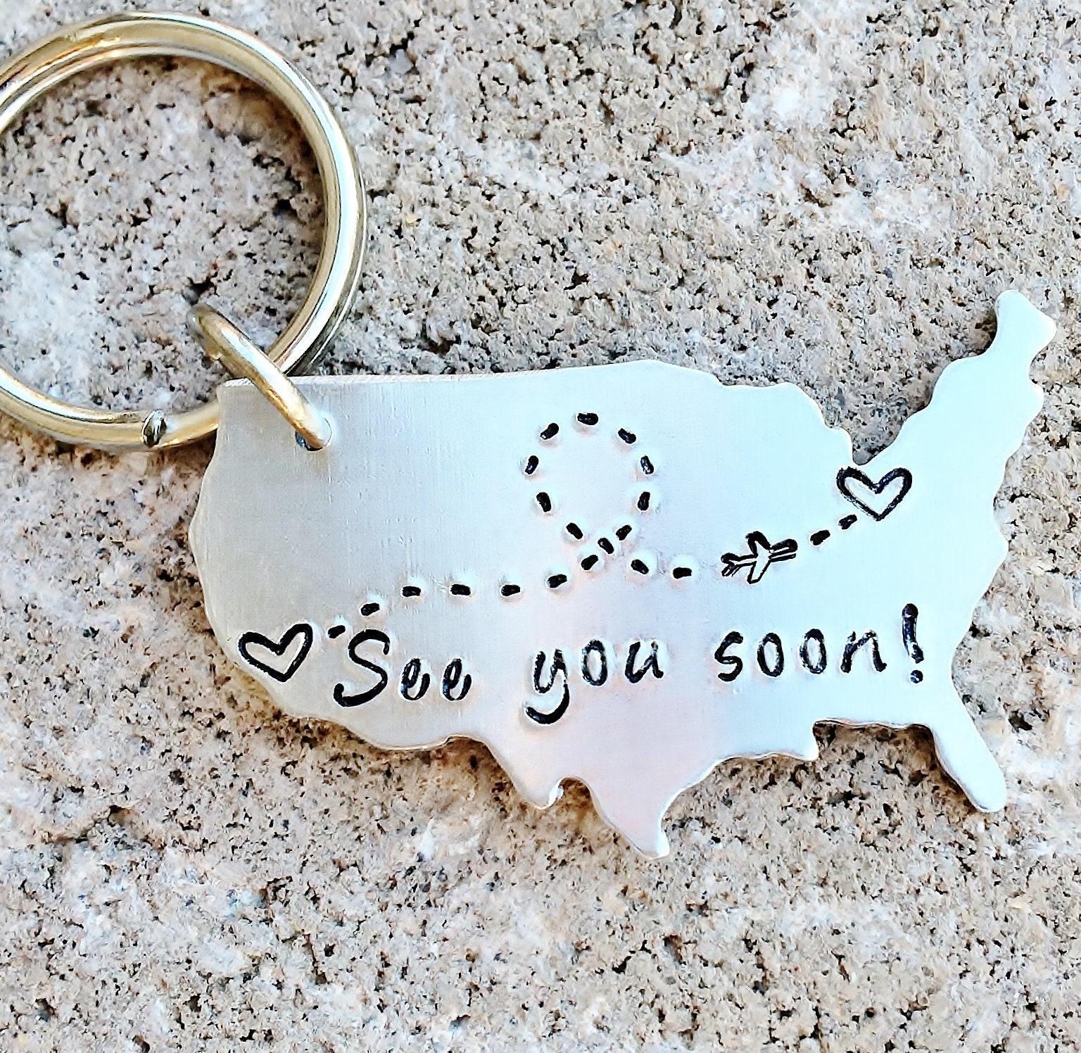 CUSTOM Long Distance Relationship KEYCHAIN - USA With Personalized ...