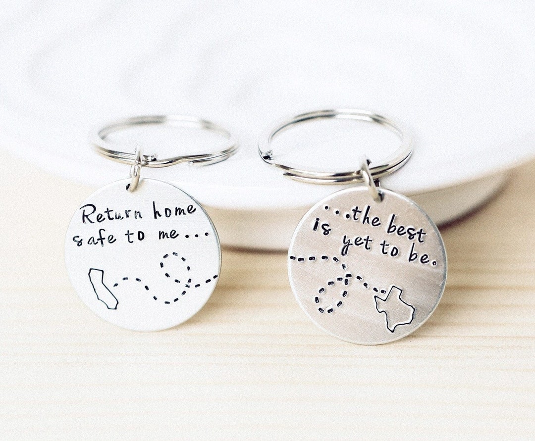 Long Distance Love State Keychain Set - Personalized, Choose Your ...