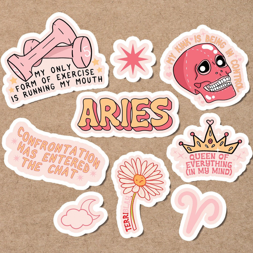 Funny Aries Zodiac Vinyl Sticker Sheet, Cute Zodiac Astrology Lover ...