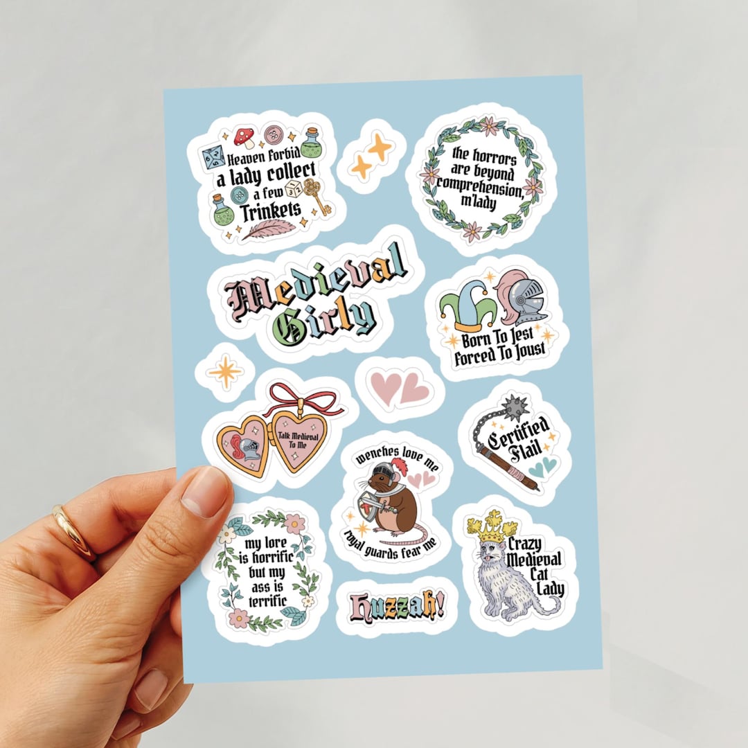 Medieval Girly Funny Sticker Sheet: Waterproof Vinyl - Etsy