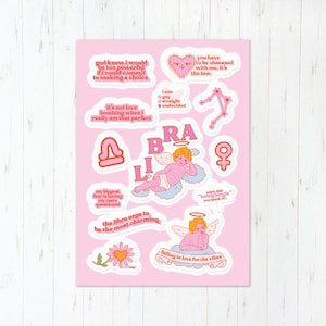 Funny Libra Zodiac Sticker Sheet, Cute Pink Astrology Angel Art Vinyl ...