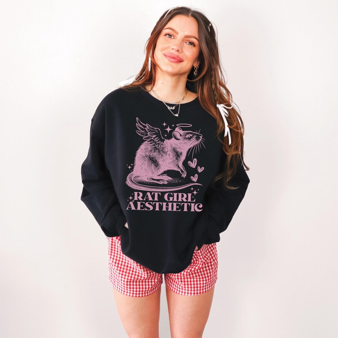 Rattenmädchen ästhetik Sweatshirt, lustiges 90er Jahre Grafik Shirt ...