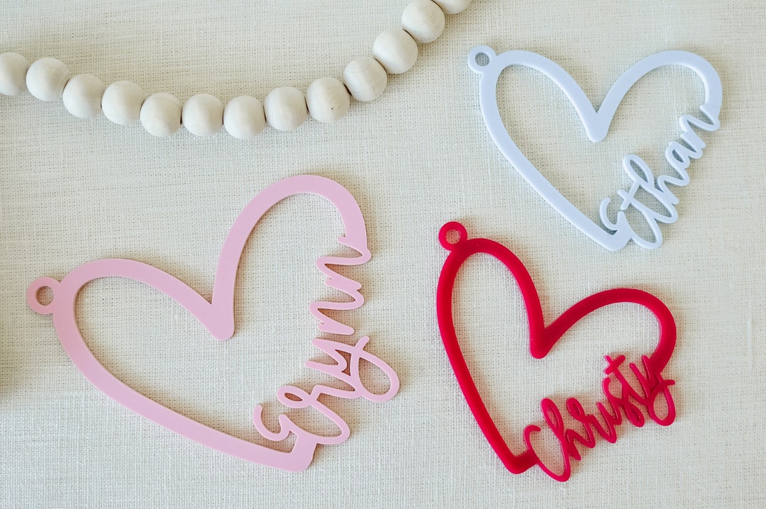Custom Valentines Basket Tag Acrylic Heart Name Tag Idea Galentines Day ...