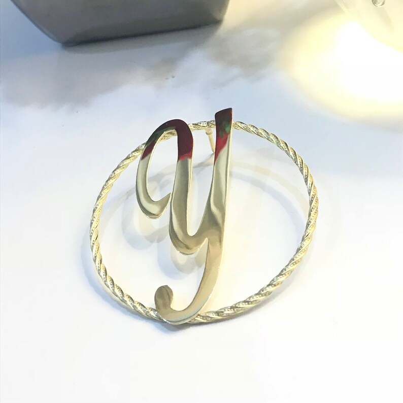 Monogram Pin Sterling Silver Brooch Handbag Pin Coat Pin - Etsy