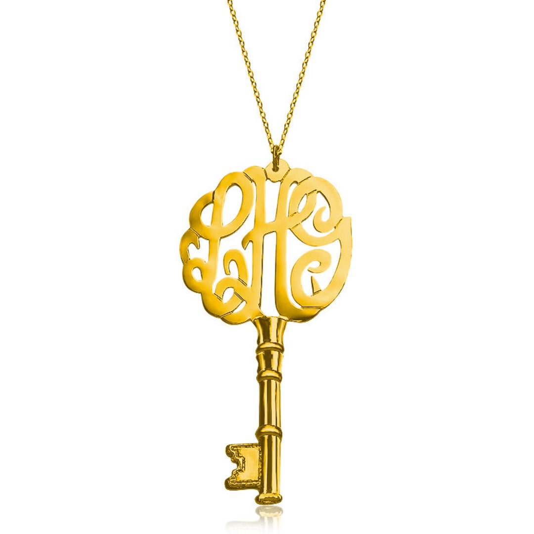 Monogram Key Pendant, Sterling Silver Hand Made Monogram Necklace - Etsy