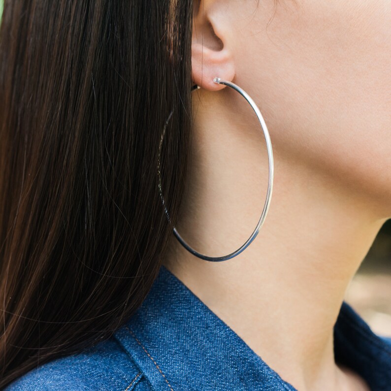 Silver Name Earrings Giant Hoop Earrings Name Hoops | Etsy