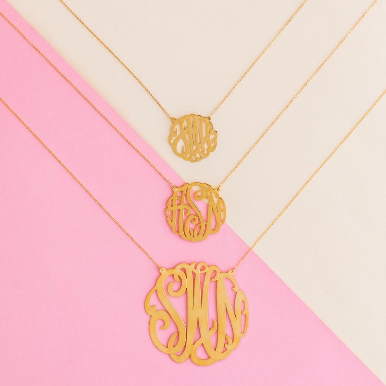 Gold Vermeil Monogram Necklace: Personalized Sterling Silver Pendant - Etsy
