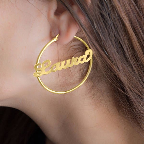 Name Hoop Earrings - Etsy