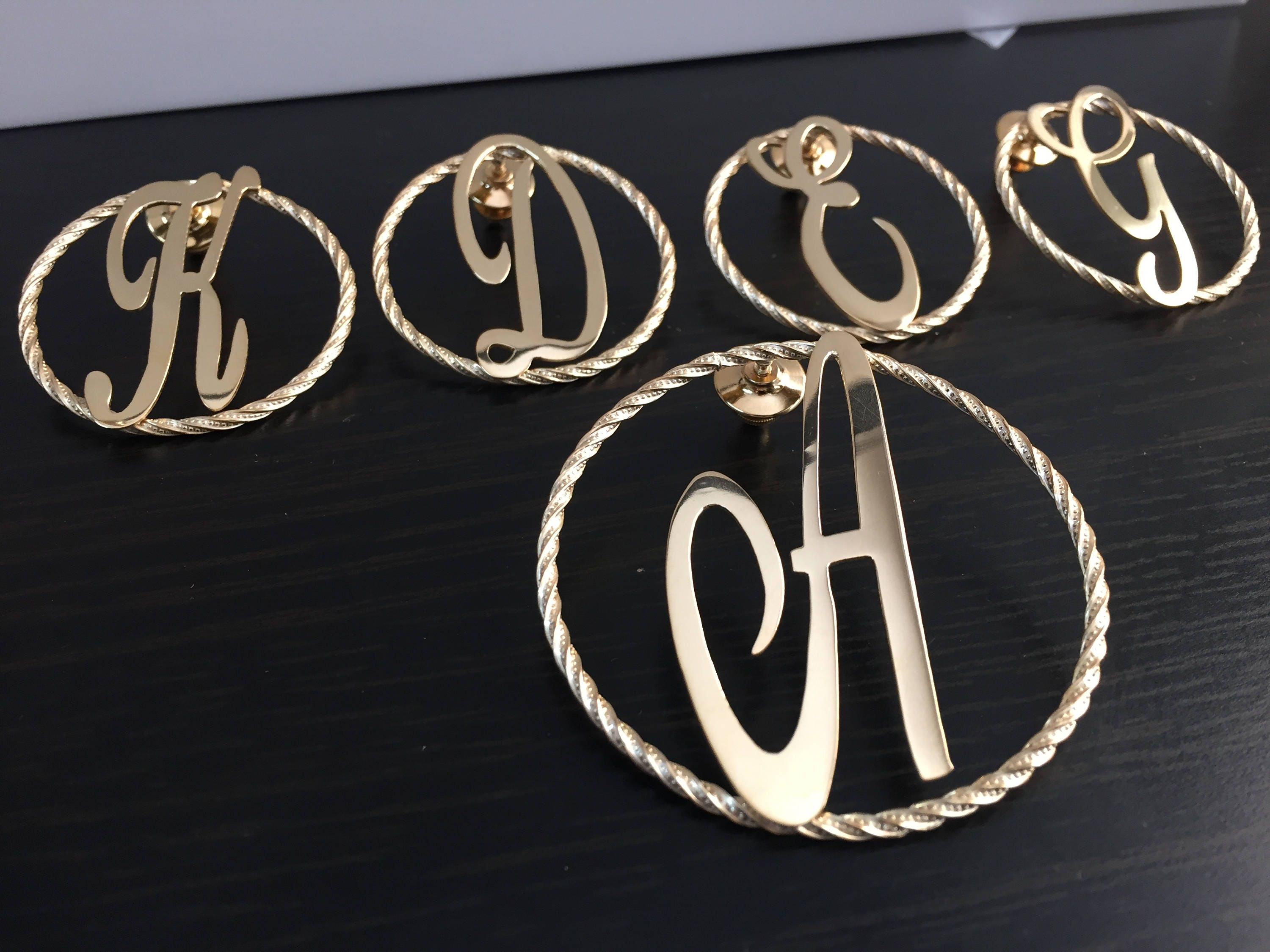 Monogram Pin Sterling Silver Brooch Handbag Pin Coat Pin | Etsy