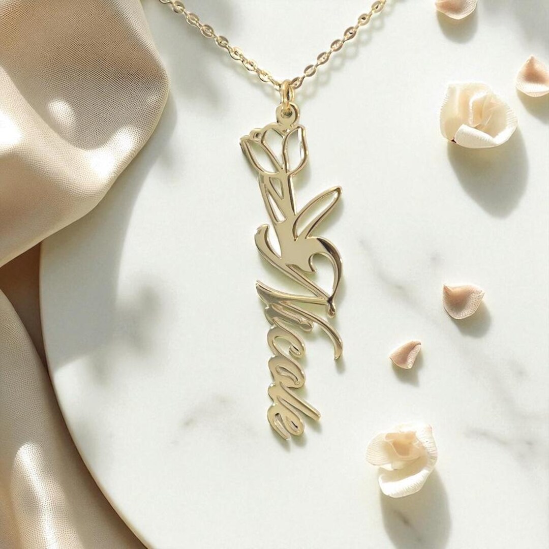 Personalized Tulip Name Necklace: Sterling Silver, Elegant Script - Etsy