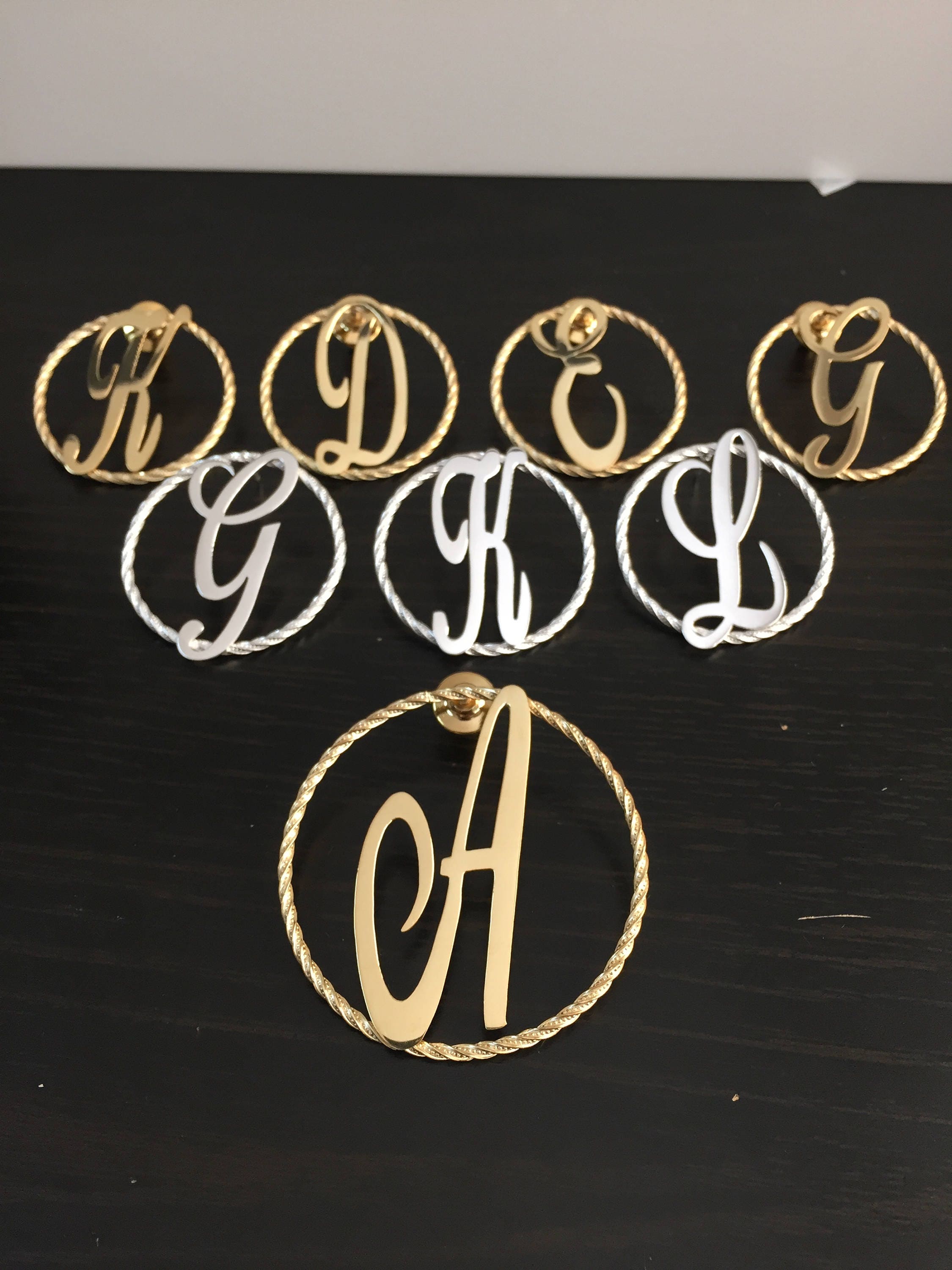 Monogram Pin Sterling Silver Brooch Handbag Pin Coat Pin | Etsy