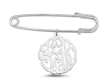 Sterling Silver Monogram Pin Gold Initials Pin Rose Gold - Etsy