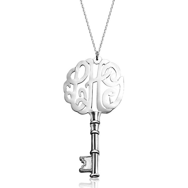 Monogram Key Pendant Sterling Silver Hand Made Monogram - Etsy