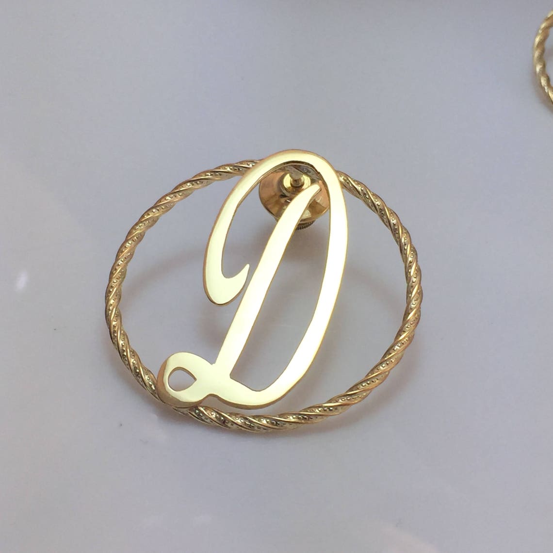 Monogram Pin Sterling Silver Brooch Handbag Pin Coat Pin | Etsy