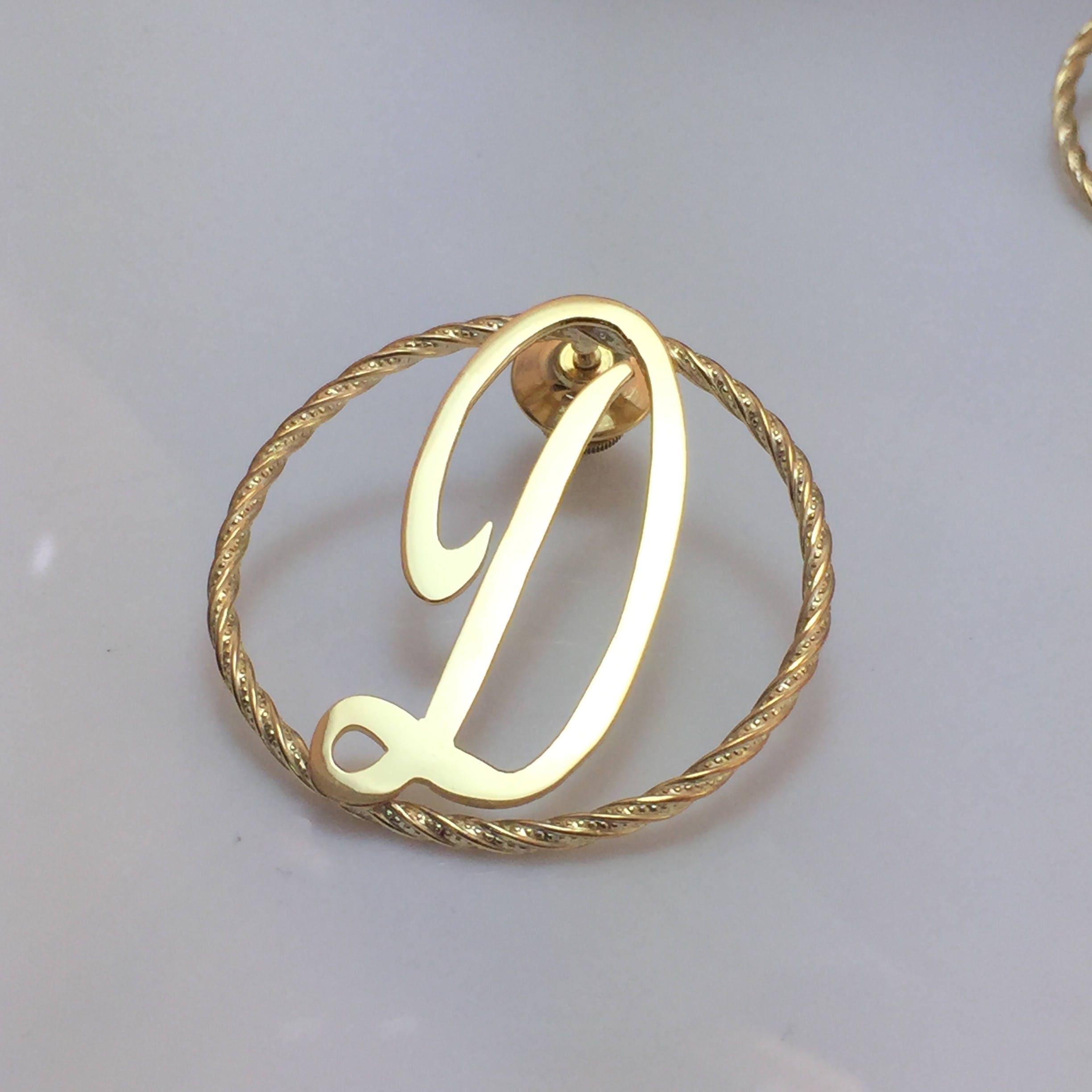 Monogram Pin Sterling Silver Brooch Handbag Pin Coat Pin | Etsy