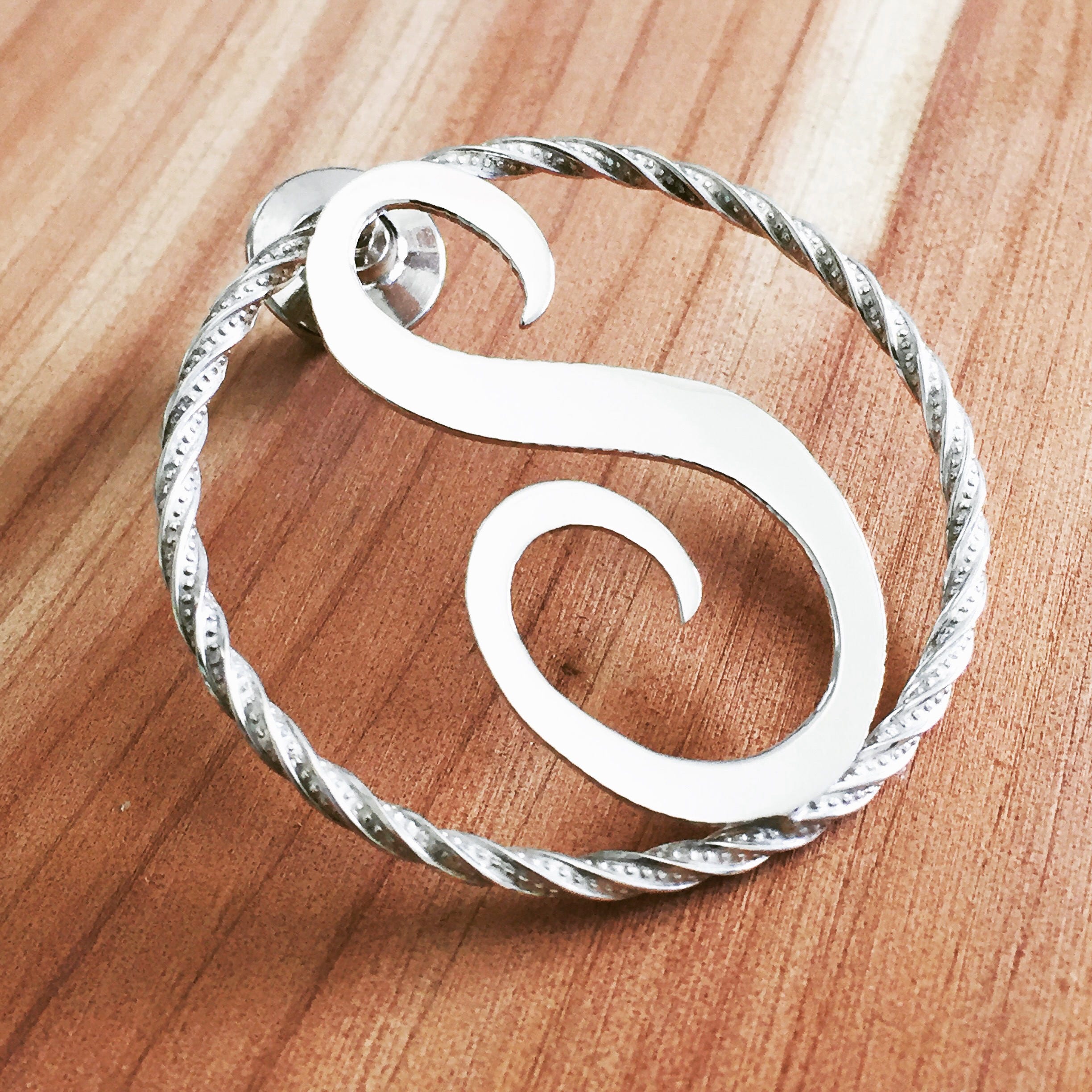 Monogram Pin Sterling Silver Brooch Handbag Pin Coat Pin | Etsy