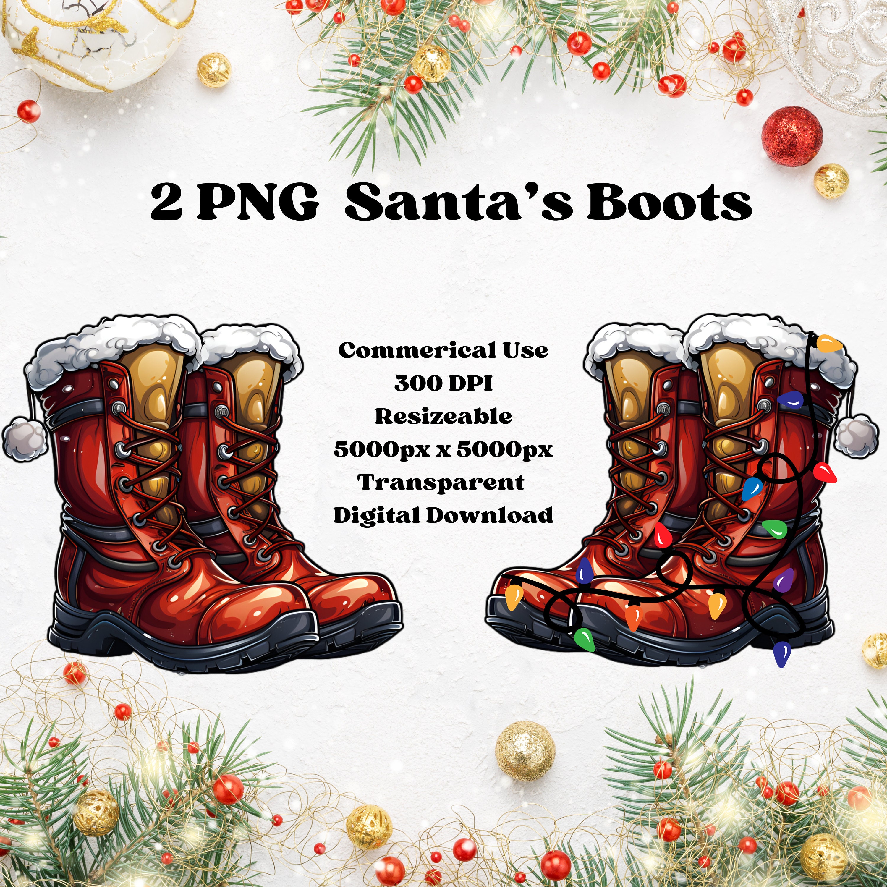 Santa Boots PNG Clipart Commerical Use POD Christmas Large Print ...