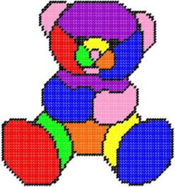 Patchwork Plastic Canvas Bear Pattern | Etsy