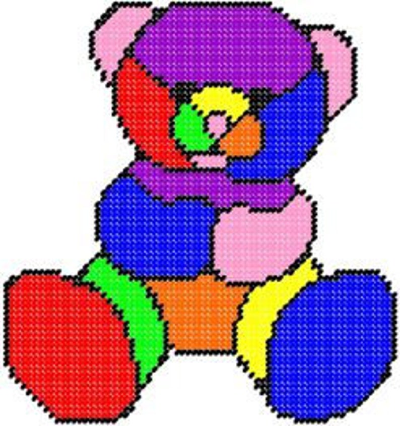 Patchwork Plastic Canvas Bear Pattern - Etsy