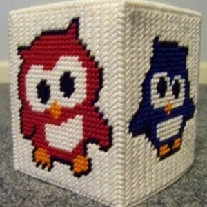 Lil Owl Plastic Canvas Tissue Box Cover Pattern - Etsy